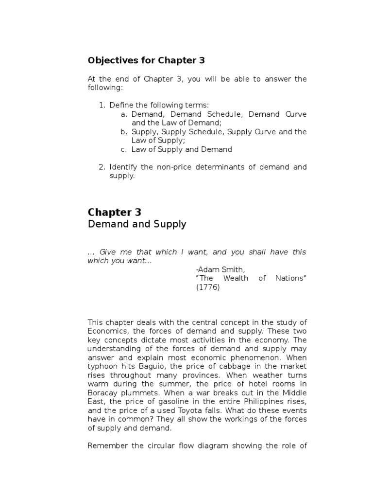 Objectives For Chapter 3: Demand and Supply | PDF | Supply And Demand ...