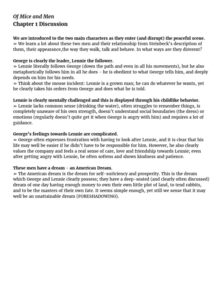 Chapter 1 Discussion: of Mice and Men | PDF