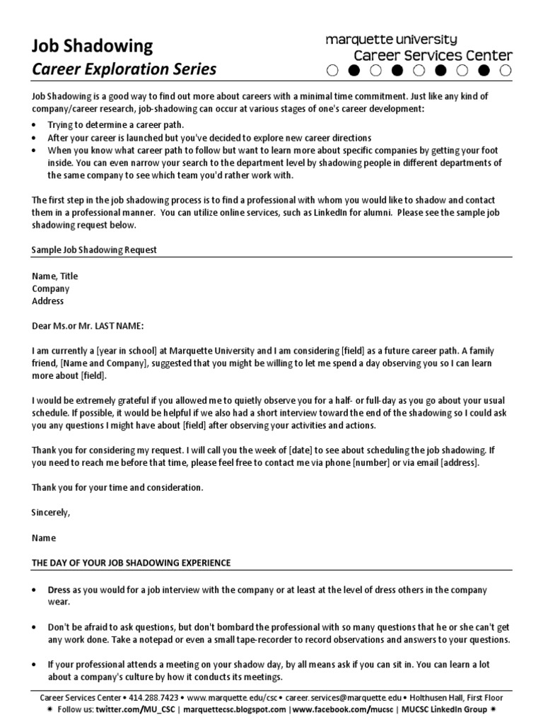 Job Shadowing Guide for Students | PDF | Graduate School | Employee ...