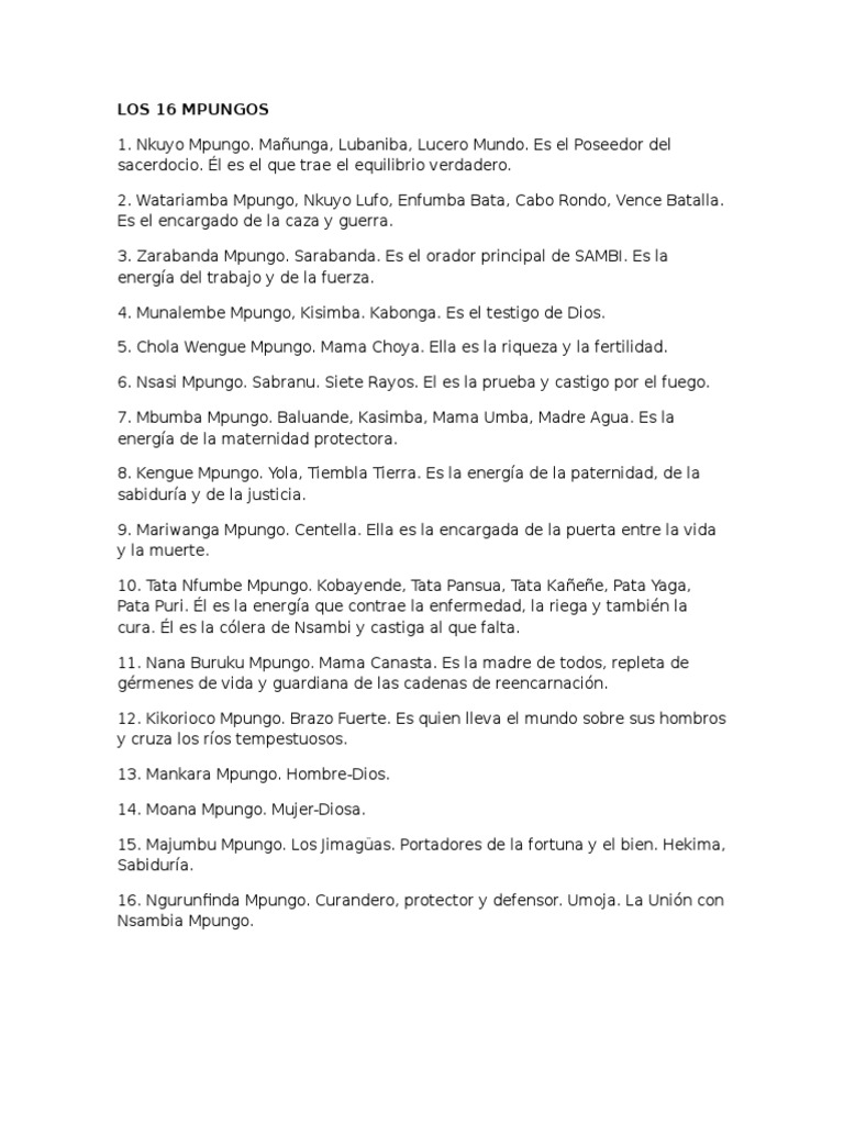 Los 16 Mpungos | PDF