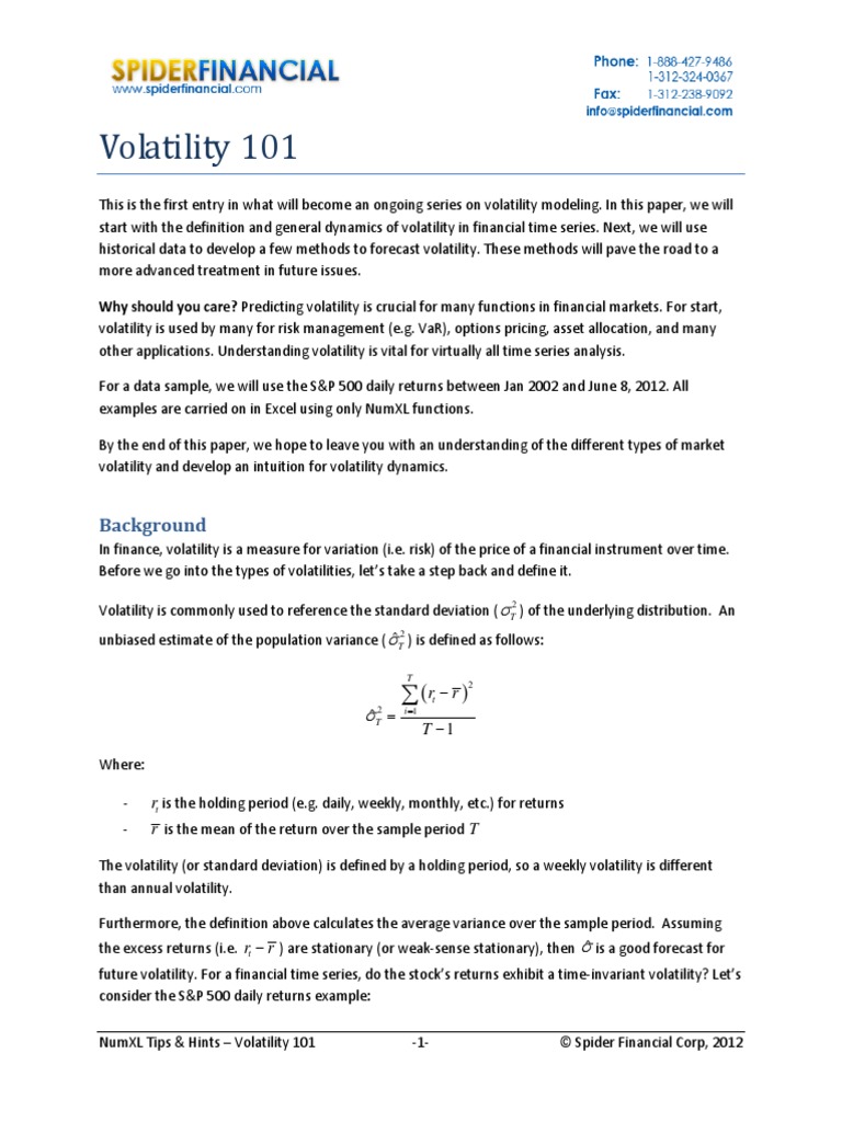 Volatility 101 PDF | PDF | Volatility (Finance) | Time Series