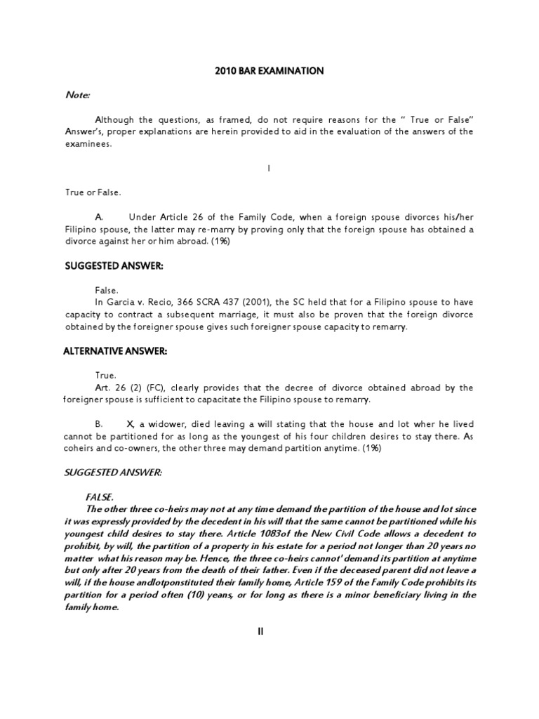 Civil Law Mock Bar | PDF | Guarantee | Surety Civil Law Mock Bar | PDF | Guarantee | Surety