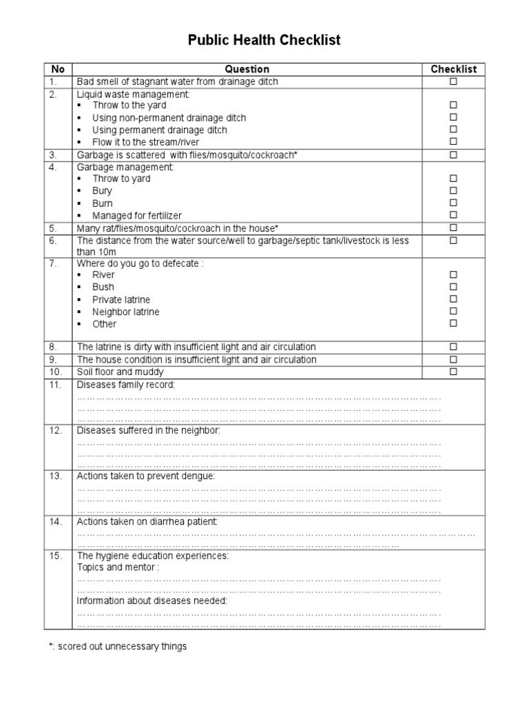 Checklist Health Eng | PDF