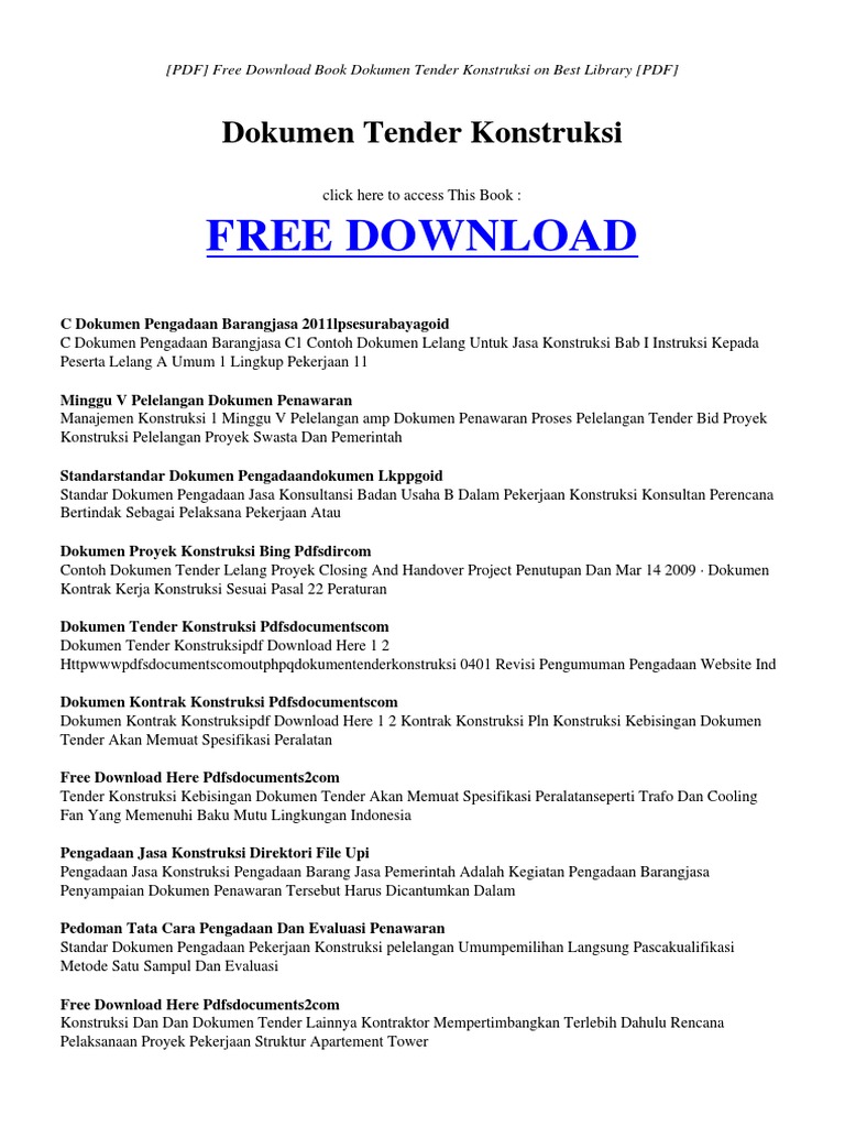 Dokumen Tender Konstruksi | PDF