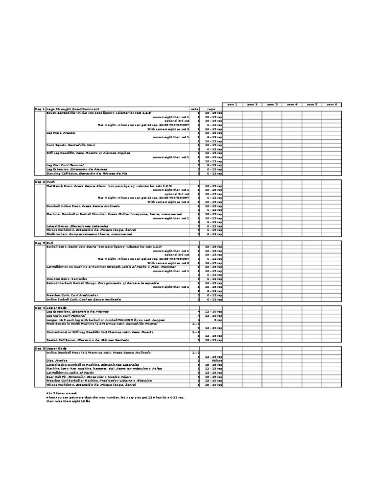 Strength Training Workout Plan | PDF | Hobbies | Individual Sports