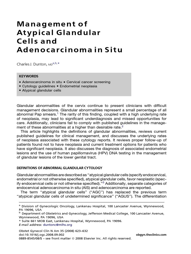 Management of AIS | PDF | Cervical Cancer | Cytopathology