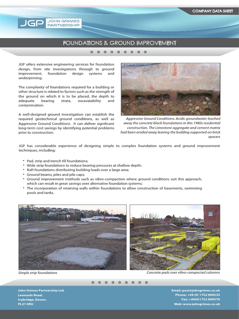Foundation Design & Ground Improvement Services | PDF