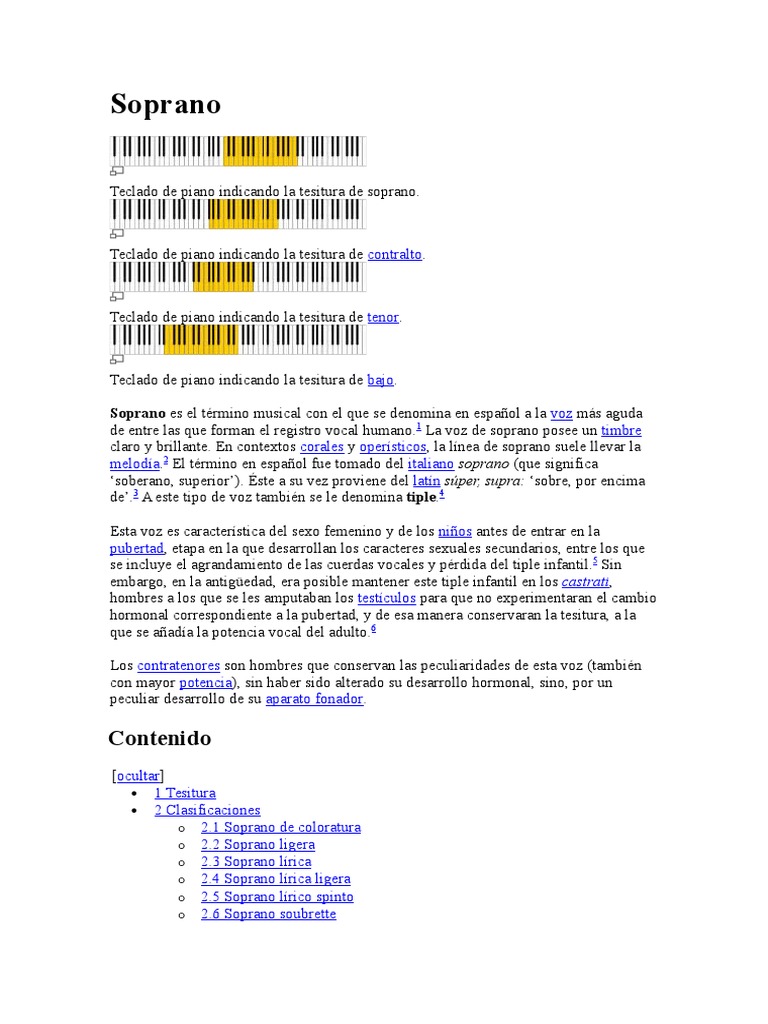 Soprano | PDF | Garganta Humana | Música vocal
