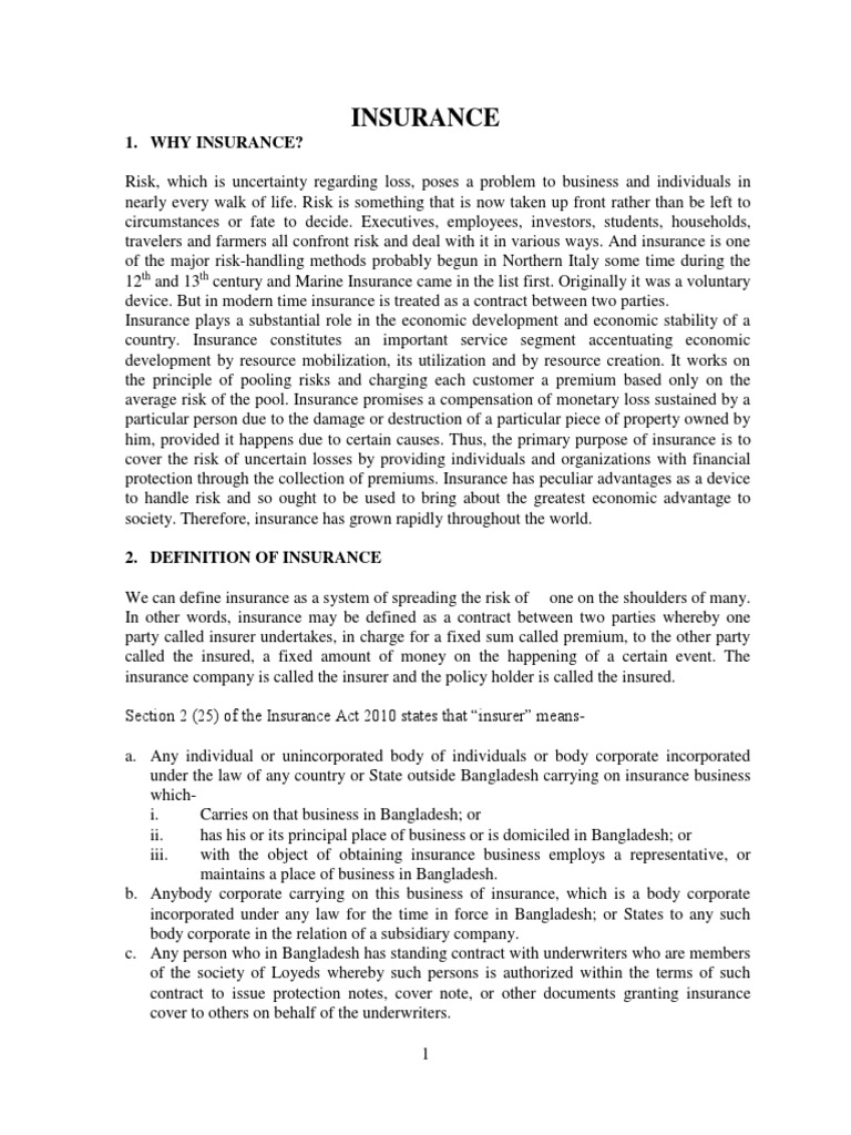 Insurance Act 2010 (Theory) PDF | PDF | Life Insurance | Insurance