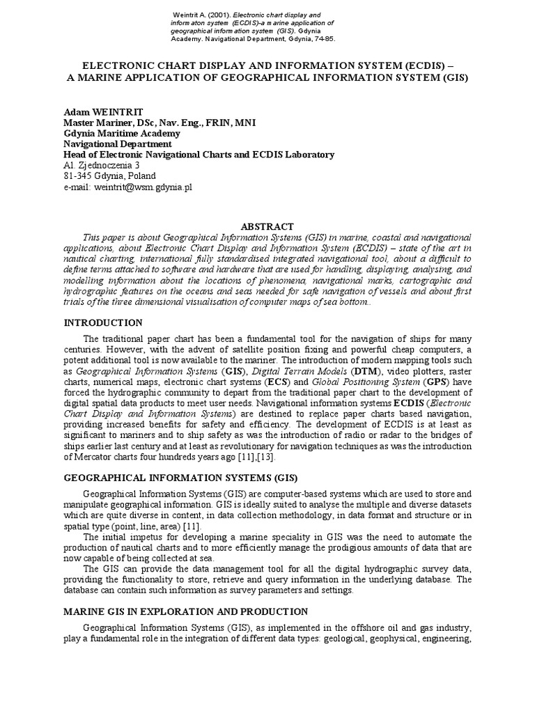 Electronic Chart Display and Information System (Ecdis) - A Marine ...