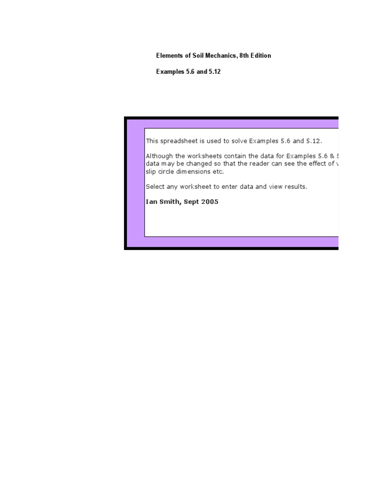 Solving Slope Stability Examples: A Spreadsheet for Calculating Factor ...