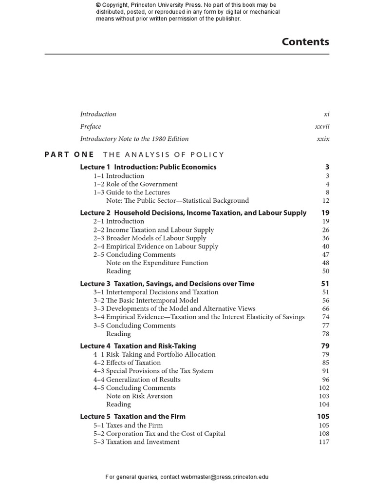 (1980) Atkinson y Stiglitz - Lectures On Public Economics - Contenido ...