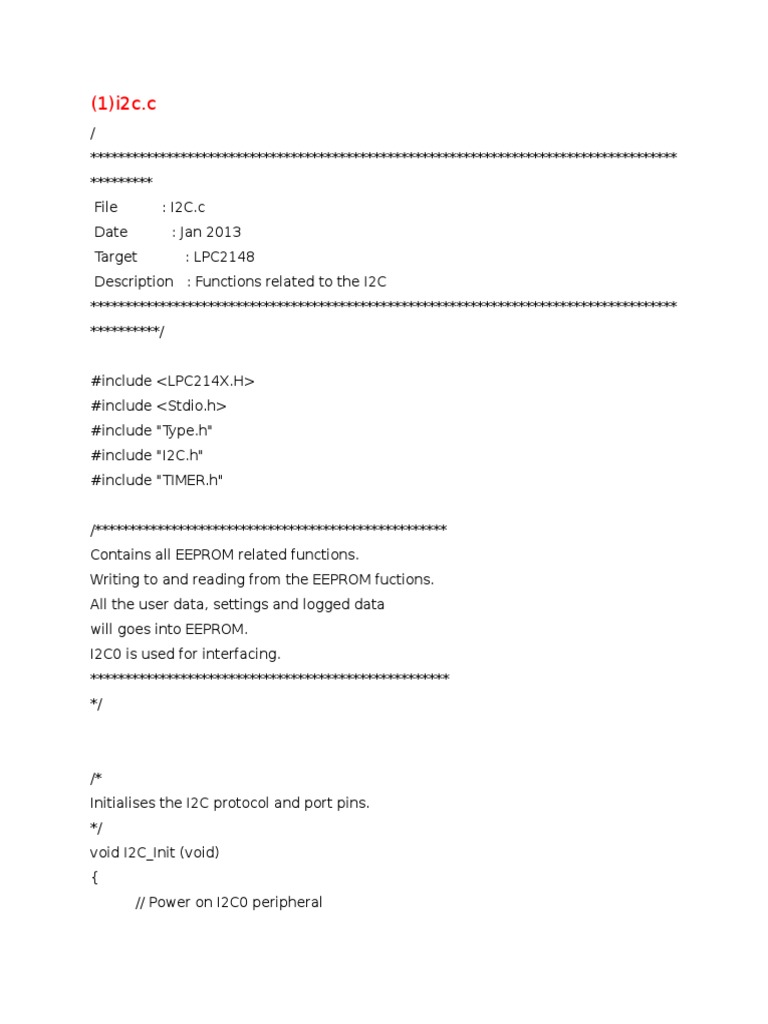 I2C Communication on LPC2148 Microcontroller for EEPROM Data Read and Write | PDF | Digital ...