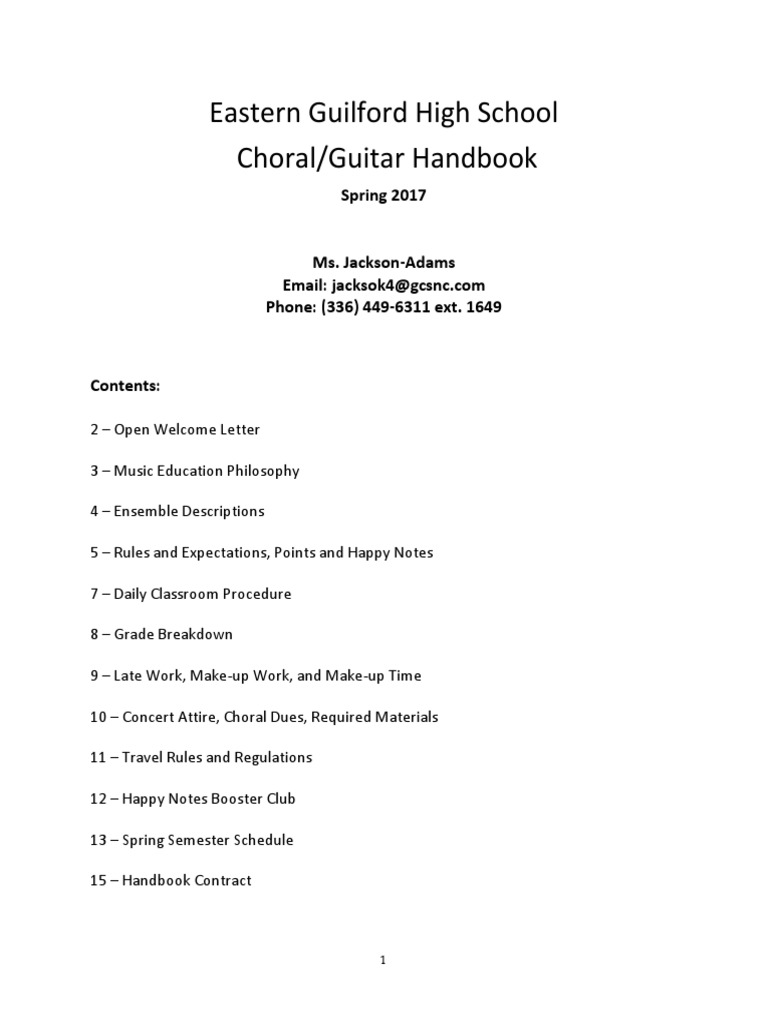 Eghs Choir Guitar Handbook 16-17 | PDF | Singing | Choir