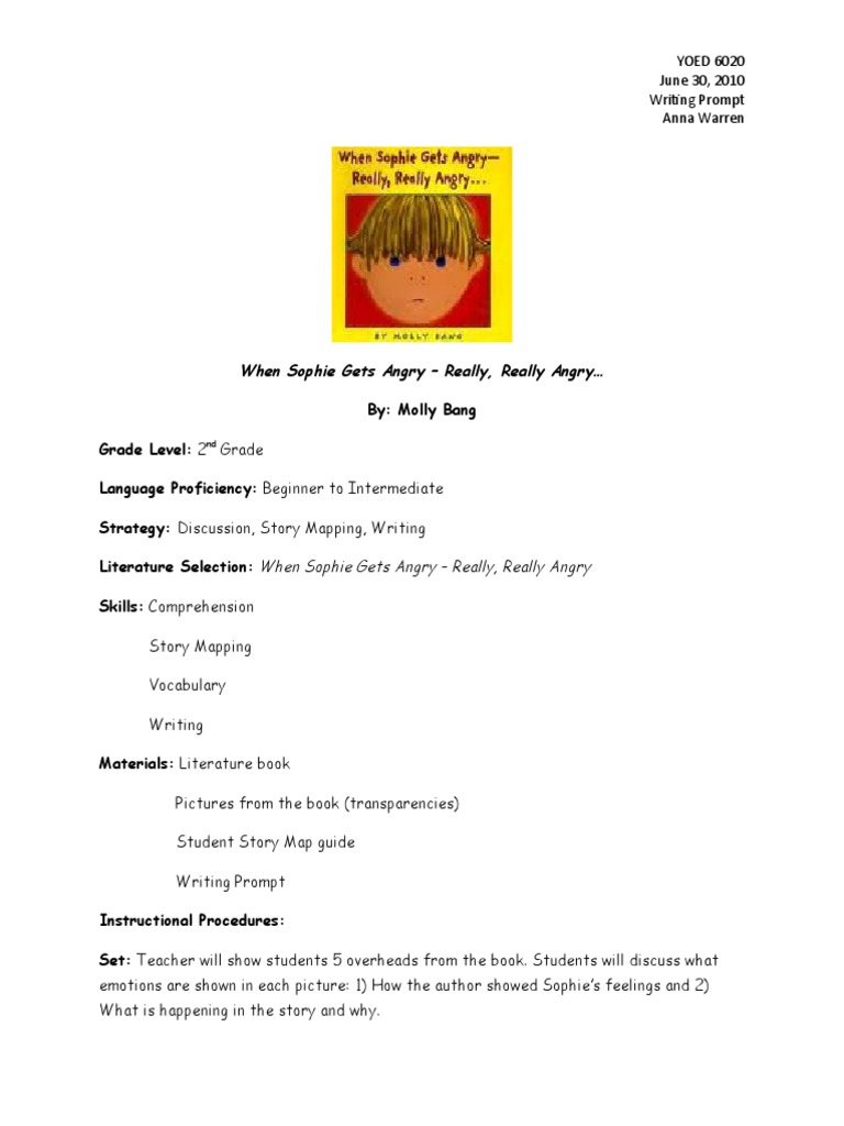 Writing Prompt - When Sophie Gets Angry | PDF | Reading Comprehension ...