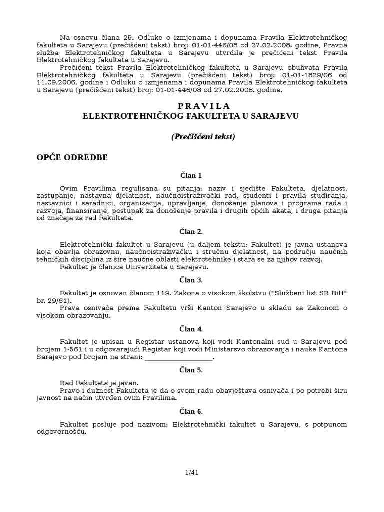 Pravila-ETF-Sarajevo Precisceni-Text Dec-2009 Reformated | PDF