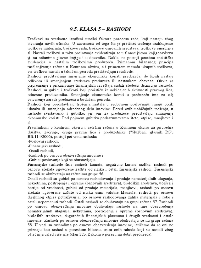 FIB 5 Klasa 5 Rashodi | PDF