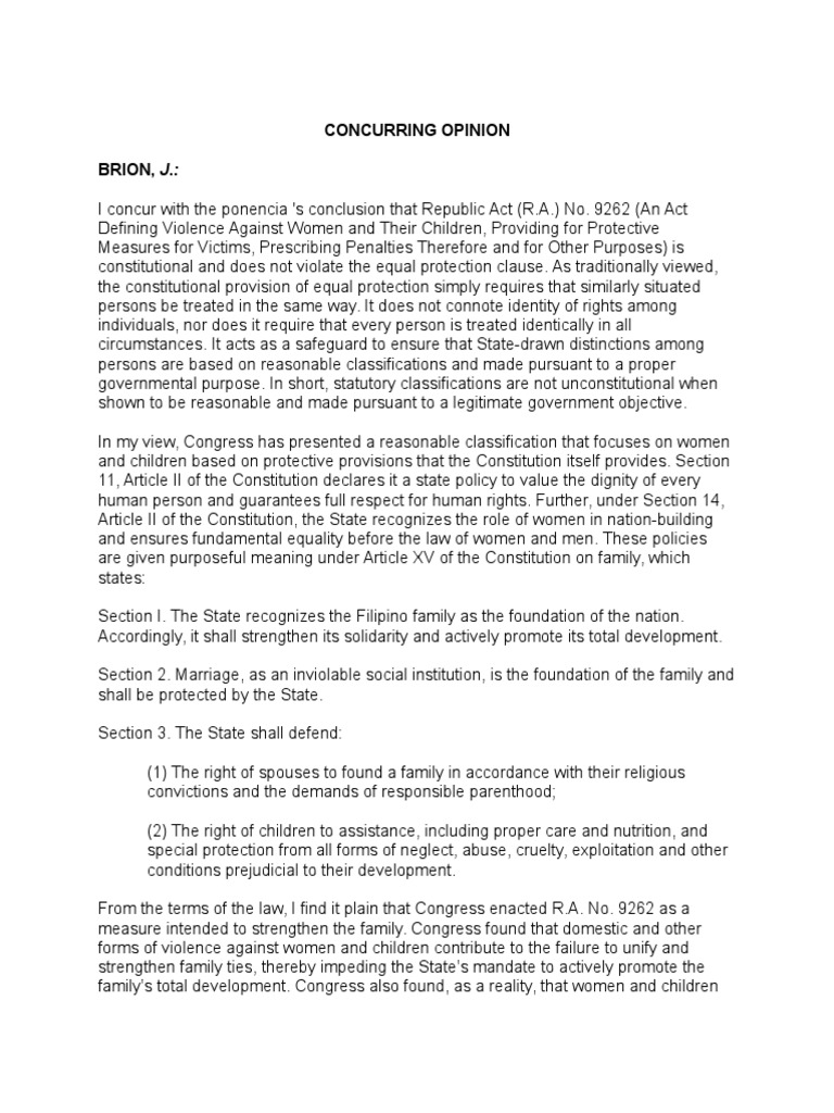Concurring Opinion Brion Garcia Vs Drilon | PDF | Suspect ...