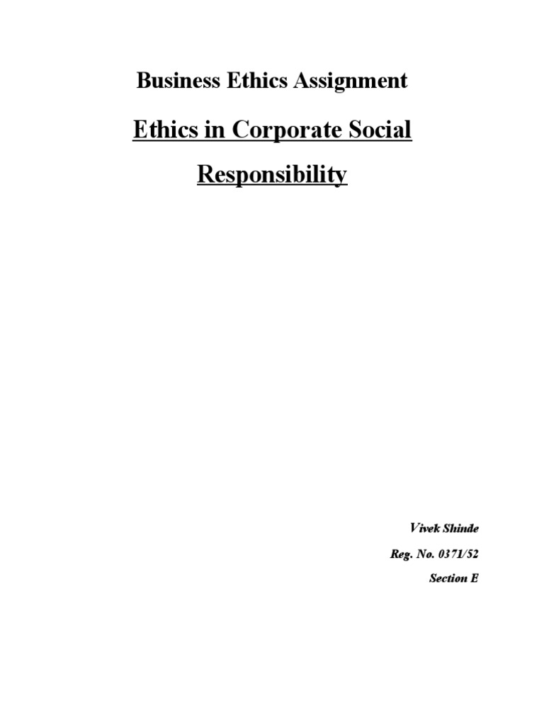 Ethics Assignment | PDF | Corporate Social Responsibility | Sustainability