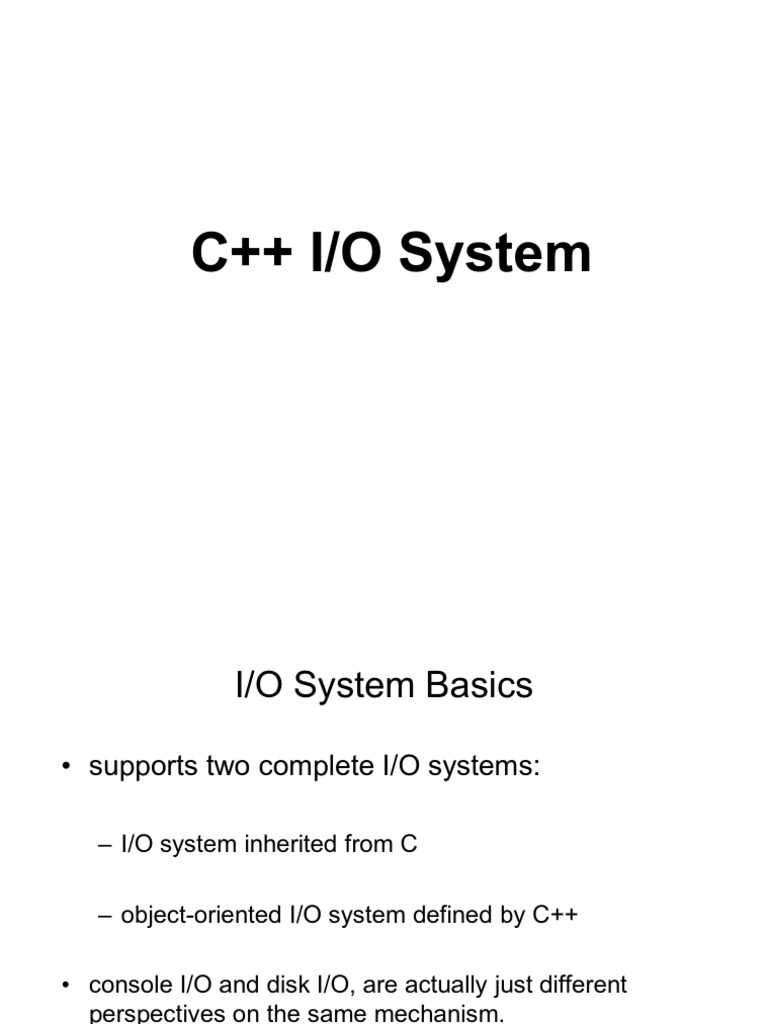 The C++ IO System Basics | PDF | C++ | Input/Output