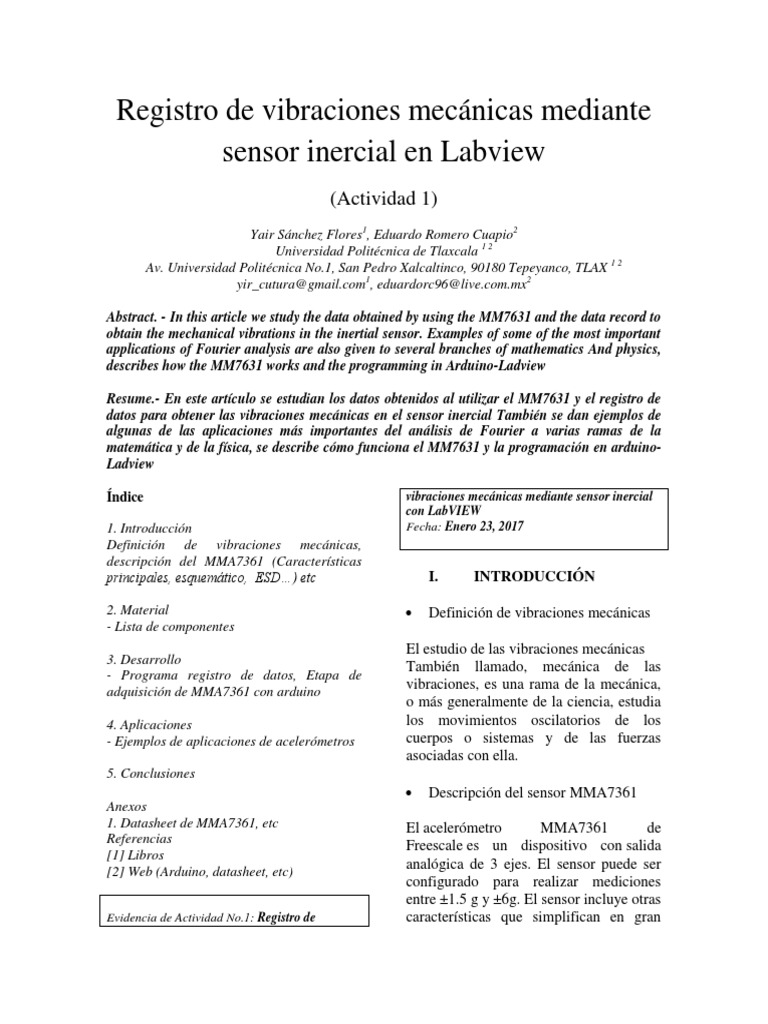 Registro de Vibraciones Mecánicas Mediante Sensor Inercial en Labview ...