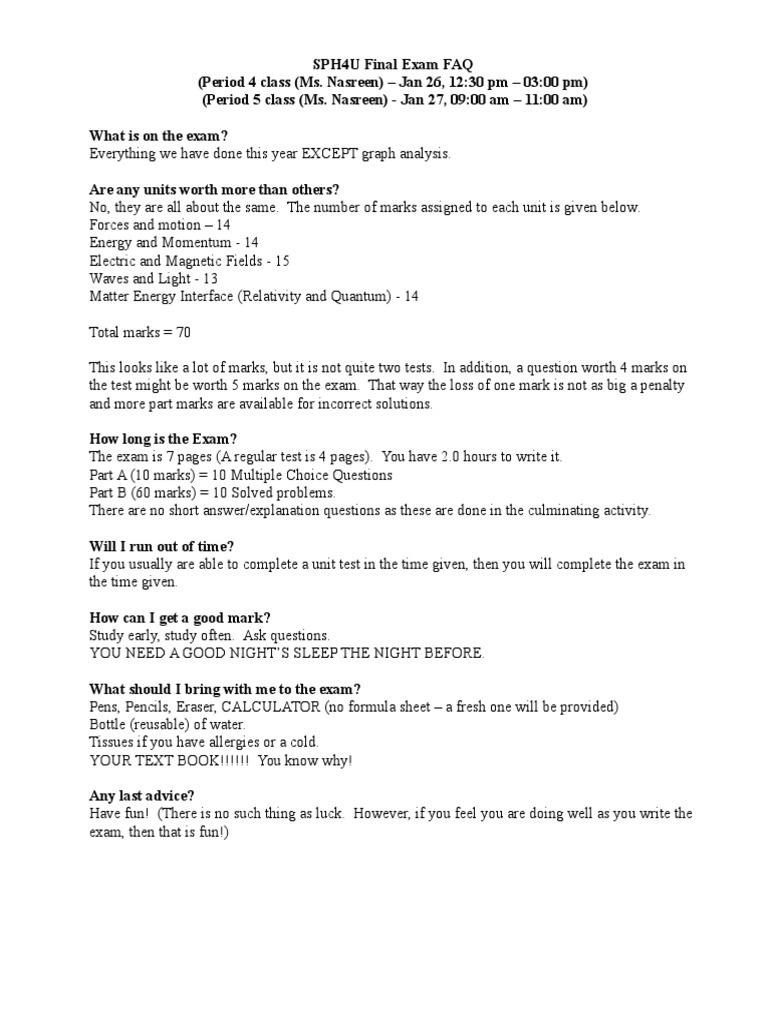SPH4U Final Exam | PDF