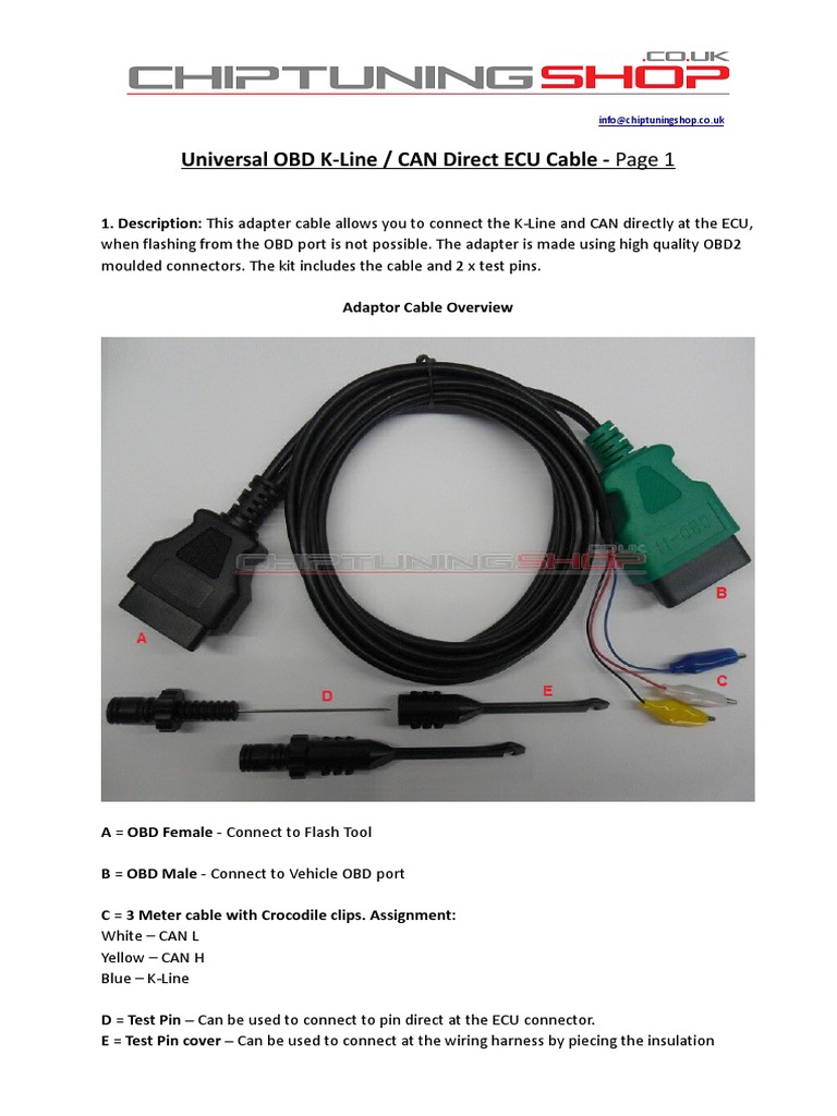 CTS OBD K-Line CAN Direct ECU Cable Manual | PDF