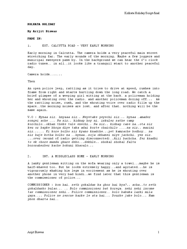 Kolkata Holiday Script-Bengali Teleplay (Roman) | PDF | Art | Religion ...