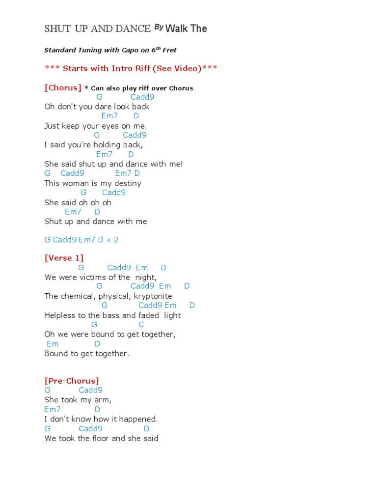 Shut Up and Dance Chords | PDF