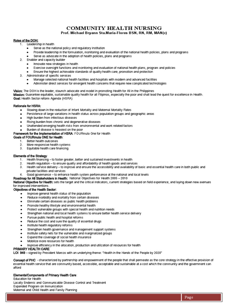 SLRC-Handouts CHN Outline | PDF | Preventive Healthcare | Non ...