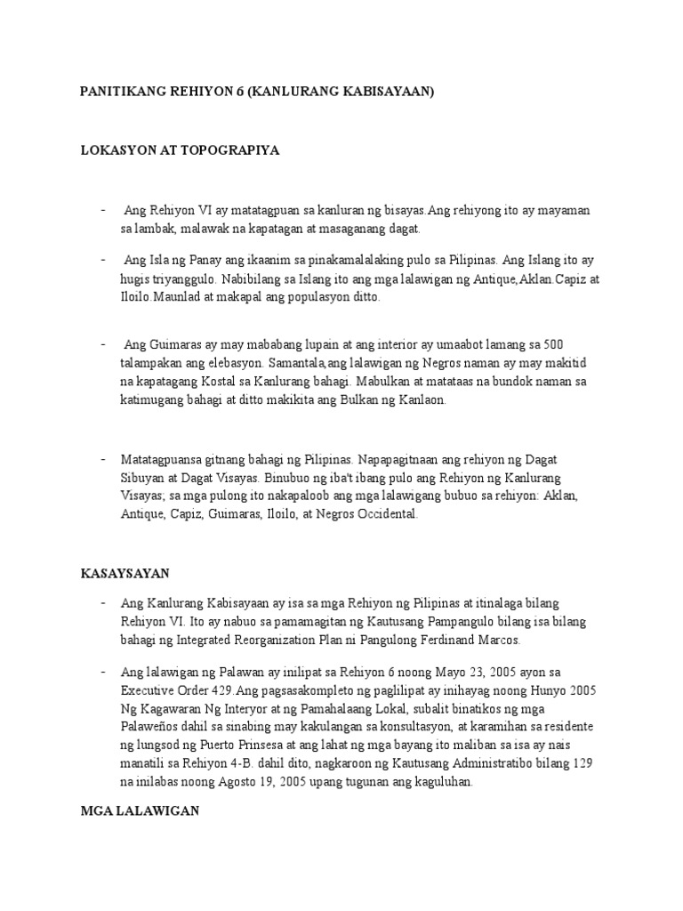 Panitikang Rehiyon 6 | PDF