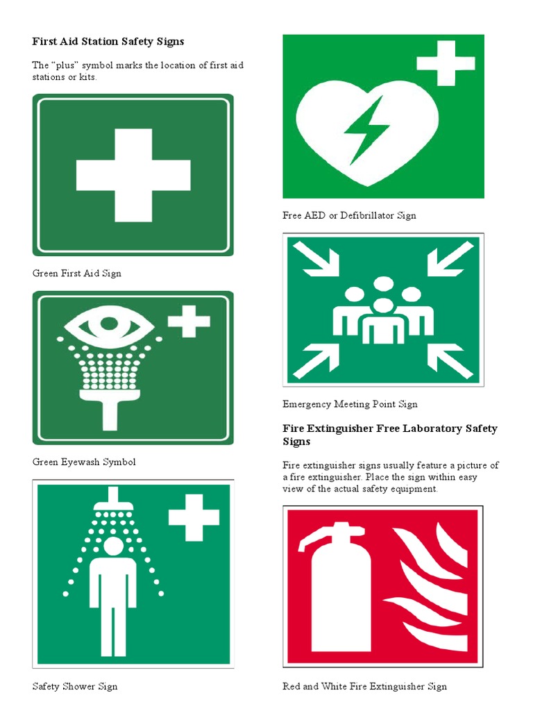 First Aid Signs And Symbols