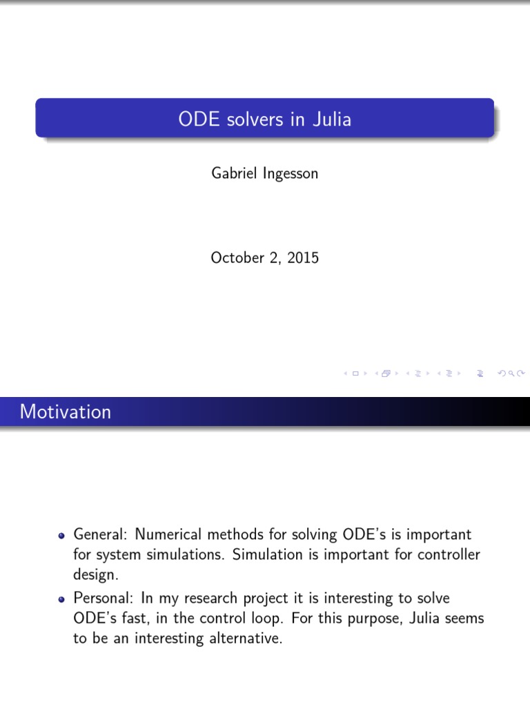ODE solvers in Julia: A comparison of ODE.jl and Sundials.jl | PDF | Ordinary Differential ...