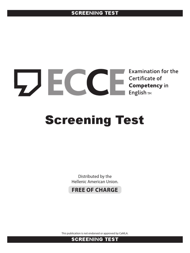 Ecce Screening Test PDF | PDF | Test (Assessment) | Sleep