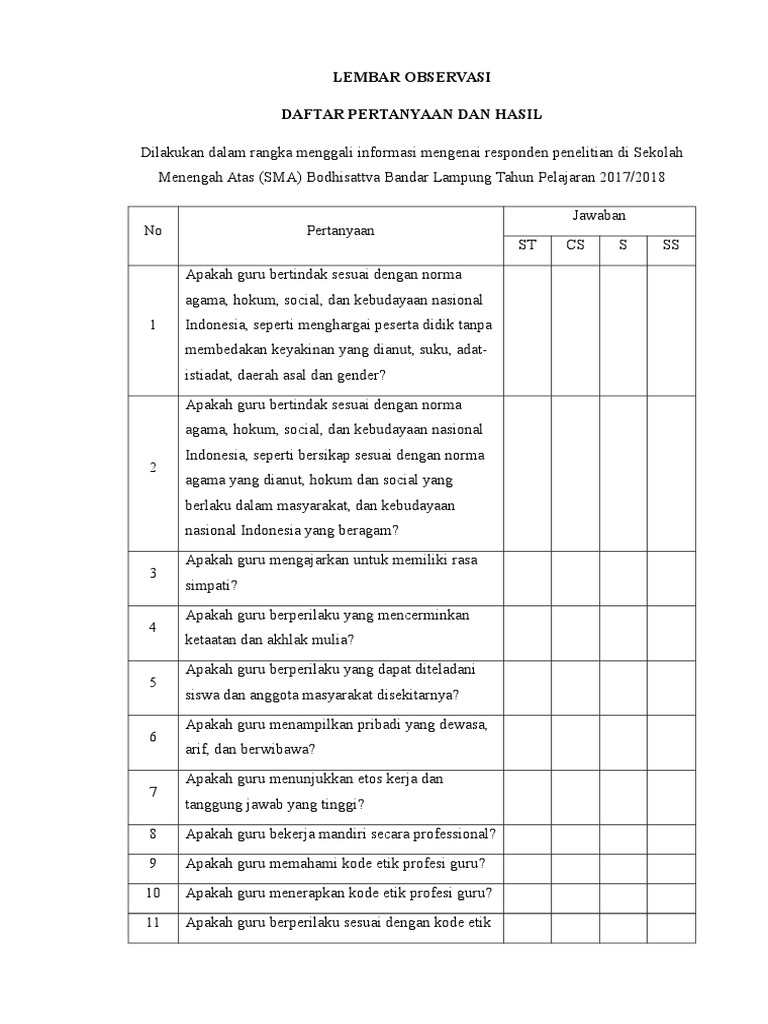 Lembar Observasi 1 | PDF | Karier & Perkembangan | Sains & Matematika