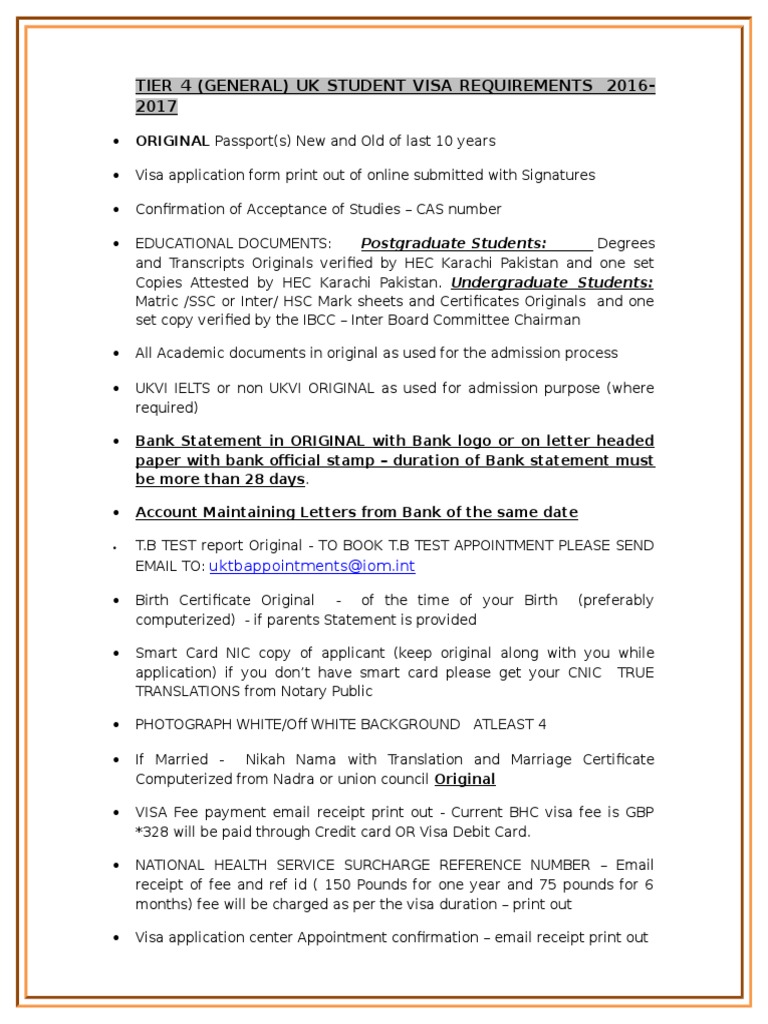 UK Visa Checklist | PDF