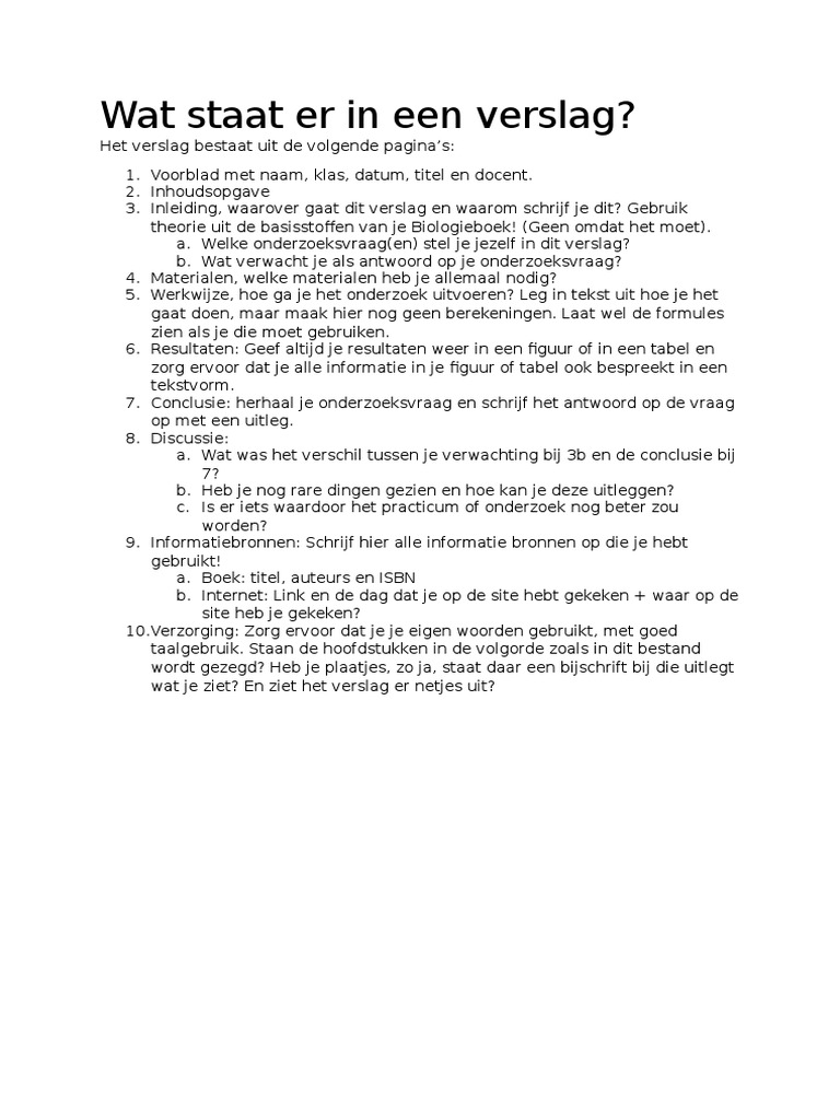 Wat Staat Er in Een Verslag | PDF