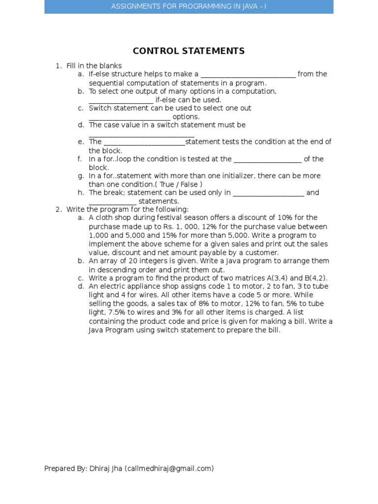 Control Statements in Java | PDF