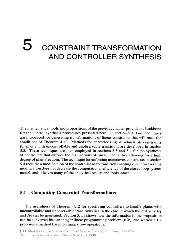 Constraint Transformation and Controller Synthesis | PDF | Matrix (Mathematics) | Linear Programming