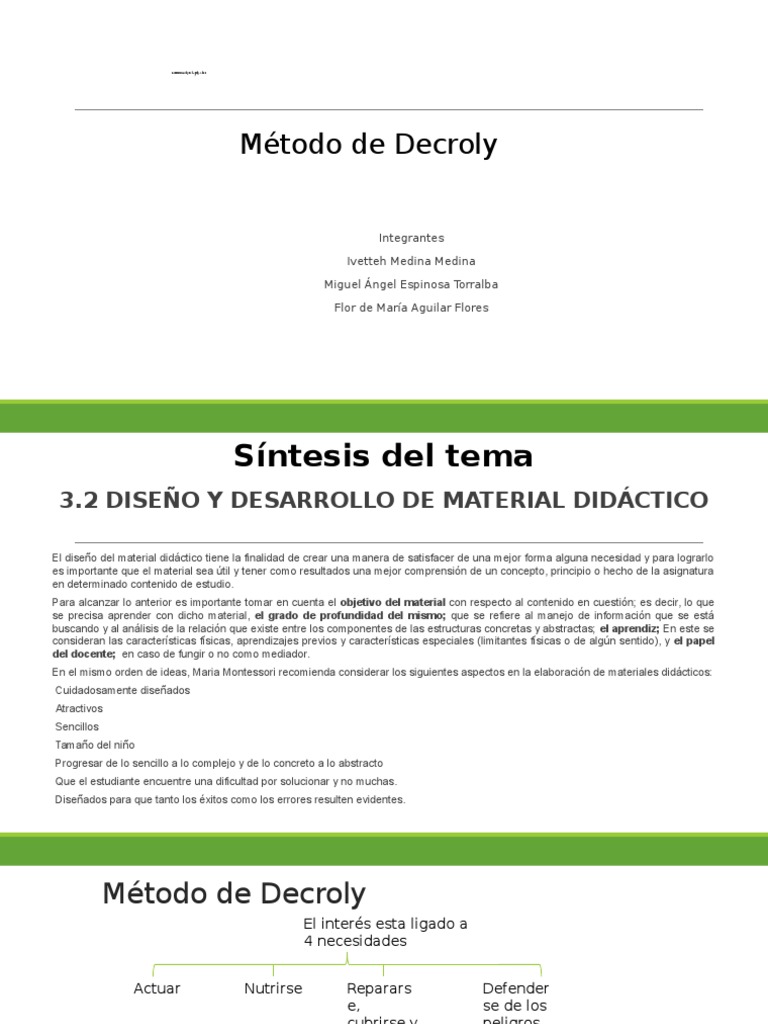 Método de Decroly | PDF | Aprendizaje | Cognición