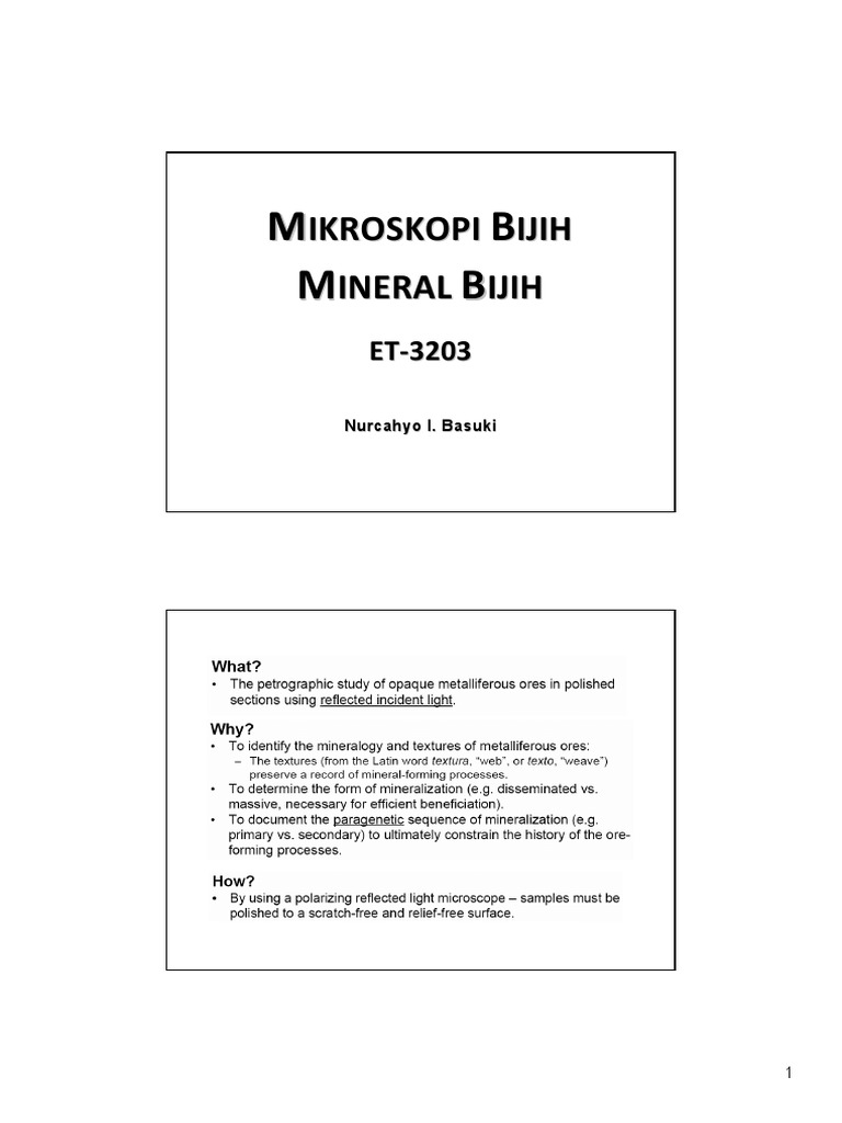 Mineral Bijih PPL, XPL | PDF | Anisotropy | Chemistry