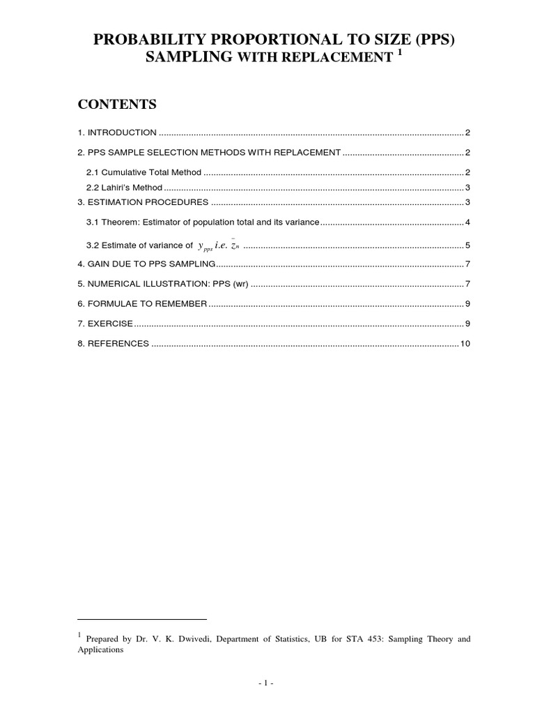 PPS Sampling with Replacement Guide | PDF | Estimator | Sampling (Statistics)