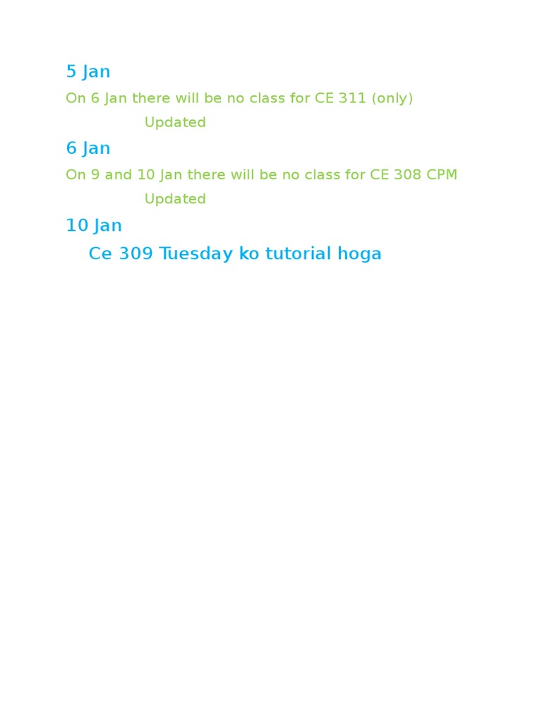 Class Schedule Updates for Civil Engineering Courses: January 2022 | PDF