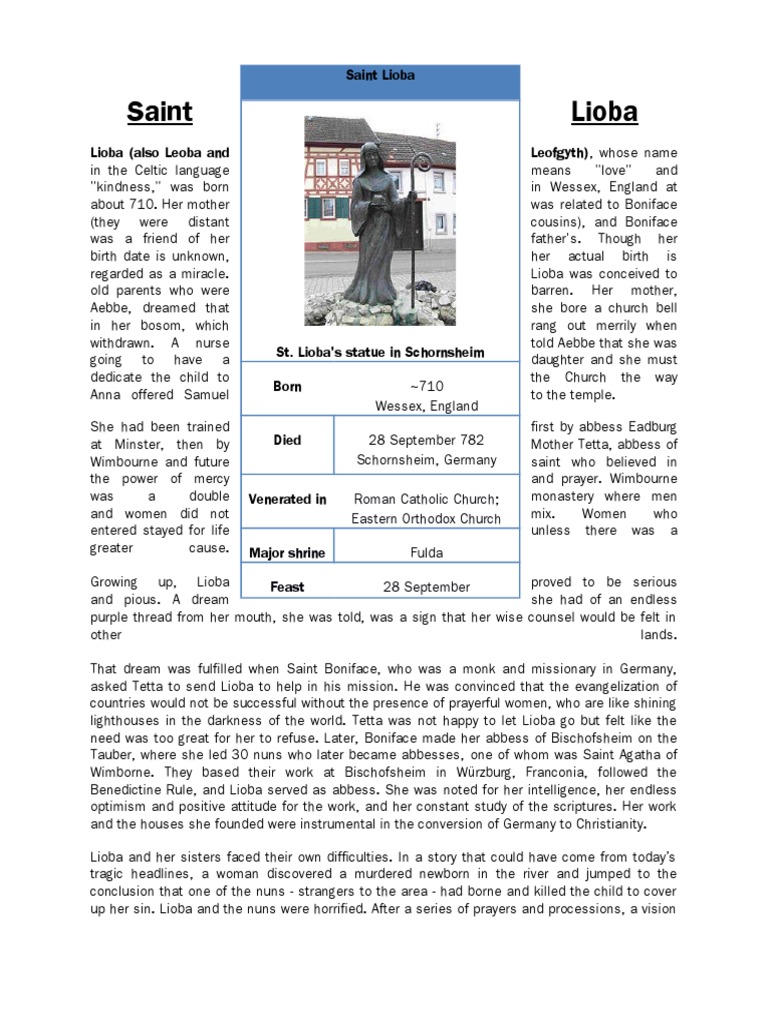 Saint Lioba | Download Free PDF | Catholic Church | Religious Belief ...