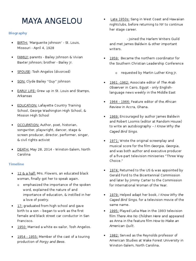 Maya Angelou HW | PDF | Maya Angelou | Poetry