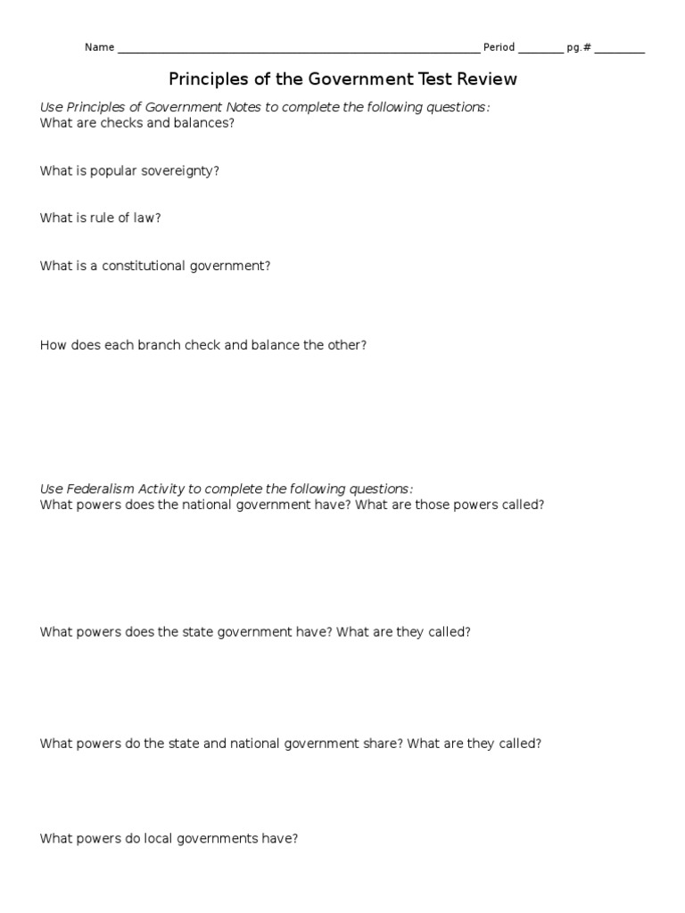 Principles of The Government Test Review | PDF