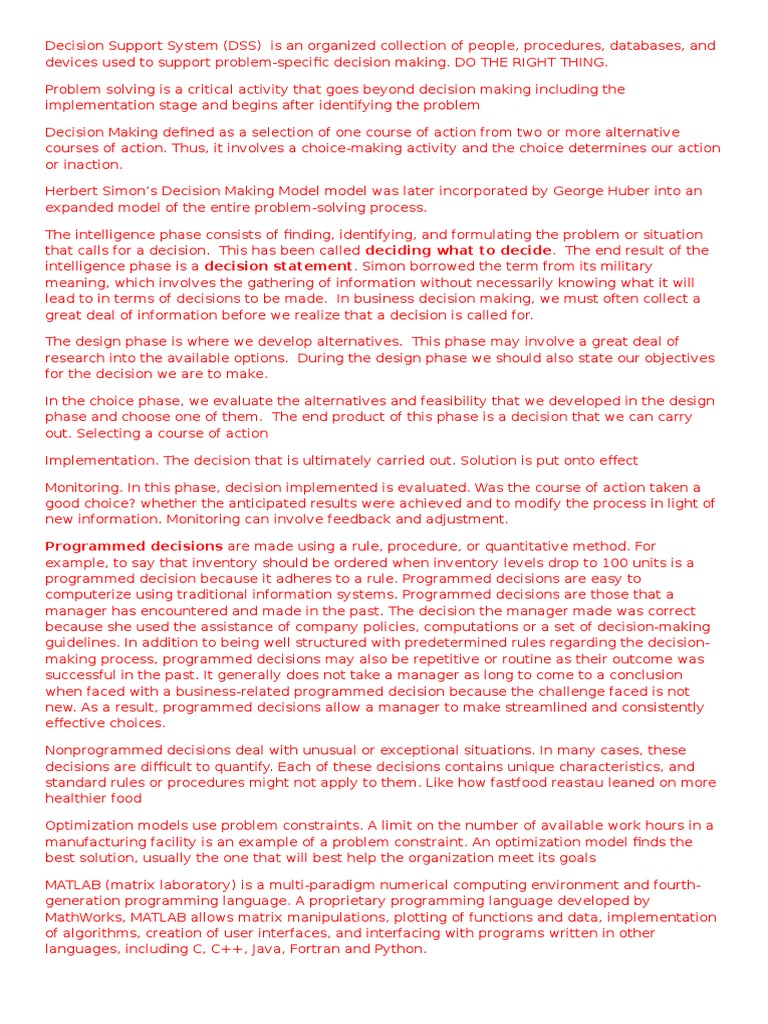 Programmed Decisions Are Made Using A Rule, Procedure, or Quantitative Method. For | PDF ...