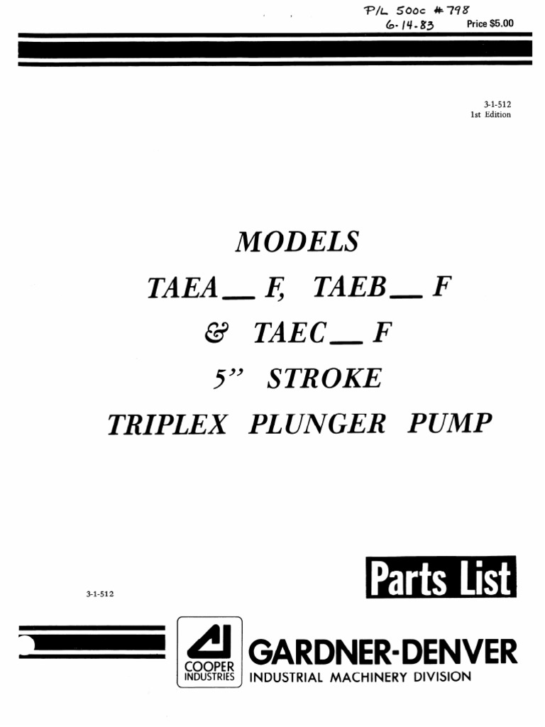 GD Triplex Pump Parts List | PDF | Pump | Valve