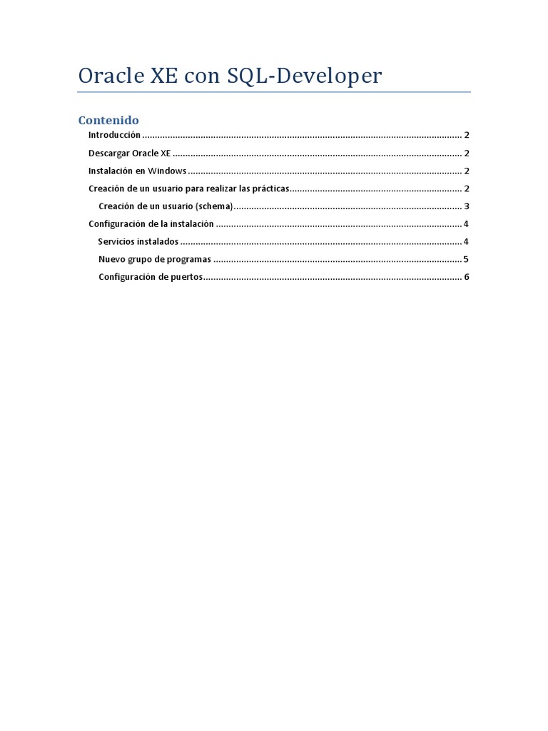 Inicio Oraclexe Sqldeveloper Bdi Pdf Servidor Computación Sql 