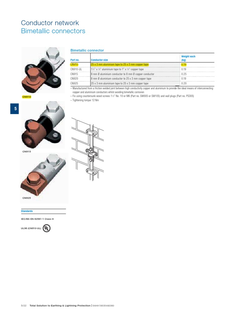 Bimetallic Clamp, Test Link Via Earth Bar | PDF | Electrical Connector ...